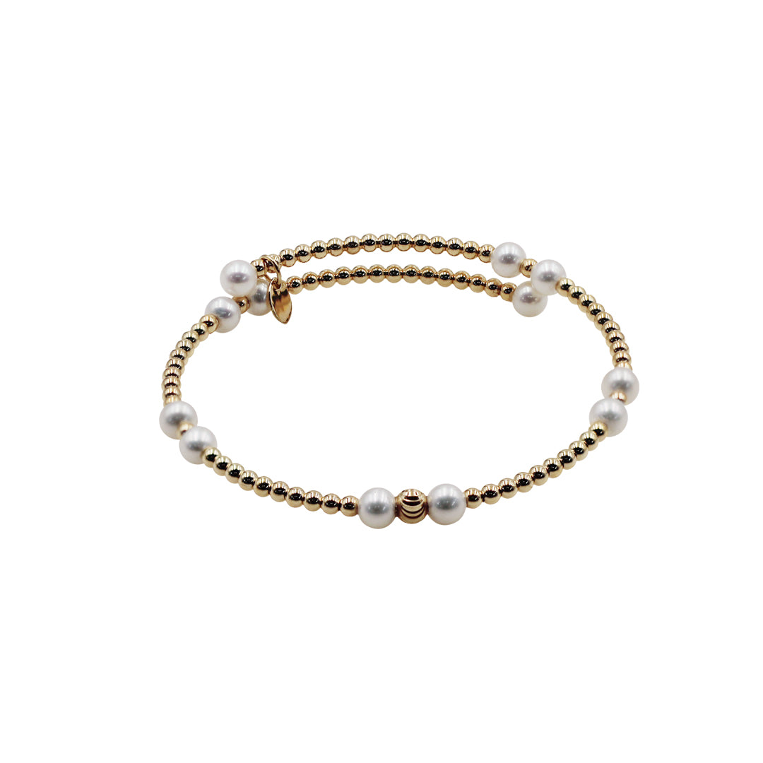 Sakura Pearl & 18K Yellow Gold Coiled Bangle – LialiJewellery